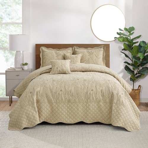 Amazon.com: CHIXIN Botanical Oversized Bedspread King Size - Leaves ...