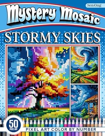 Amazon.com: Stormy Skies Mystery Mosaics Color by Number: 50 Dramatic ...