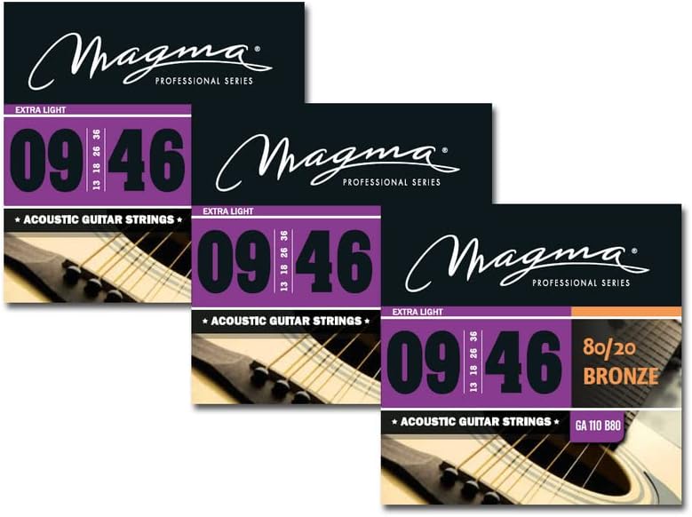 Amazon.com: Magma - Extra Light Gauge Acoustic Guitar Strings - 80/20 ...