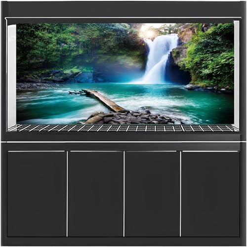 MIRRORANG 91x41cm Tropical Forest Terrarium Background Green Tree Sun ...