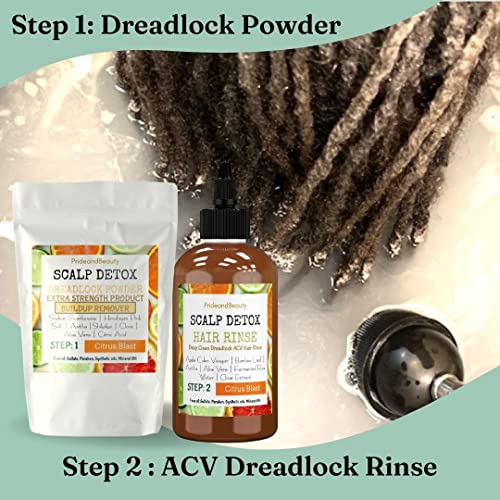 Rose Detox Bundle- Deep Clean Dreadlock Powder and ACV Hair Rinse - Natural Hair Cleanser for ...