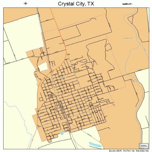 Large Street & Road Map of Crystal City, Texas TX - Printed poster size ...