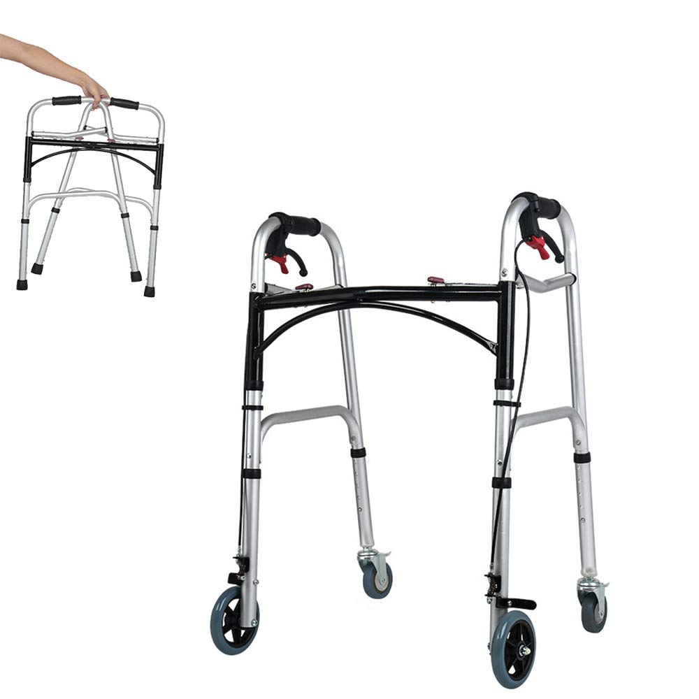 Buy Portable Folding Rollator Walker with Seat 400 lb Capacity Height ...