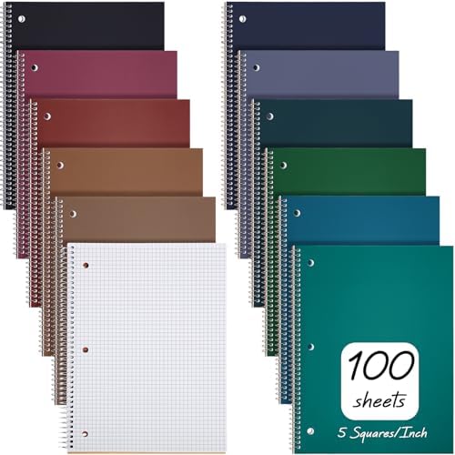 Amazon.com : Tenceur 12 Pcs 1 Subject Spiral Notebook 5 x 5 Graph Ruled ...