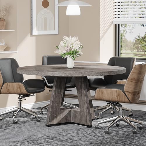Tribesigns 47-Inch Round Conference Table for 4-6 People, Wooden ...