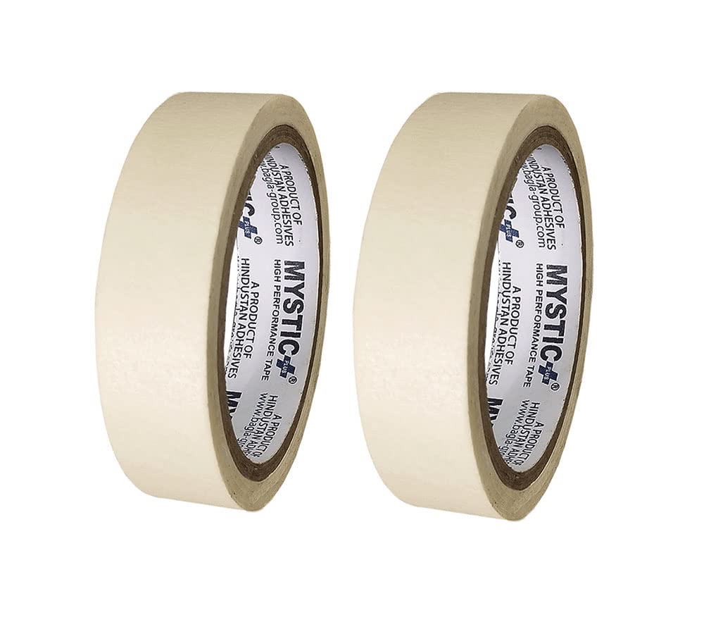 MYSTIC Masking Tape 24mm X 20 Meter Pack of 2, 1 Inch Masking Tape for ...