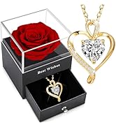 SWEETIME Rouge Rose eternelle, fleur Femme boîte de Roses,Rose Conservée,Cadeau pour Elle la ...