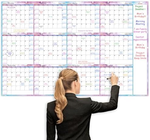 Pinchoco Large Dry Erase Calendar for Wall – Yearly Erase, 58'' x 37 ...
