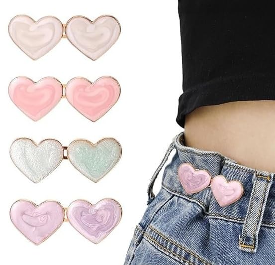 VIHM 4 Sets Heart Pant Waist Tightener,Adjustable Waist Buckle Sets No ...