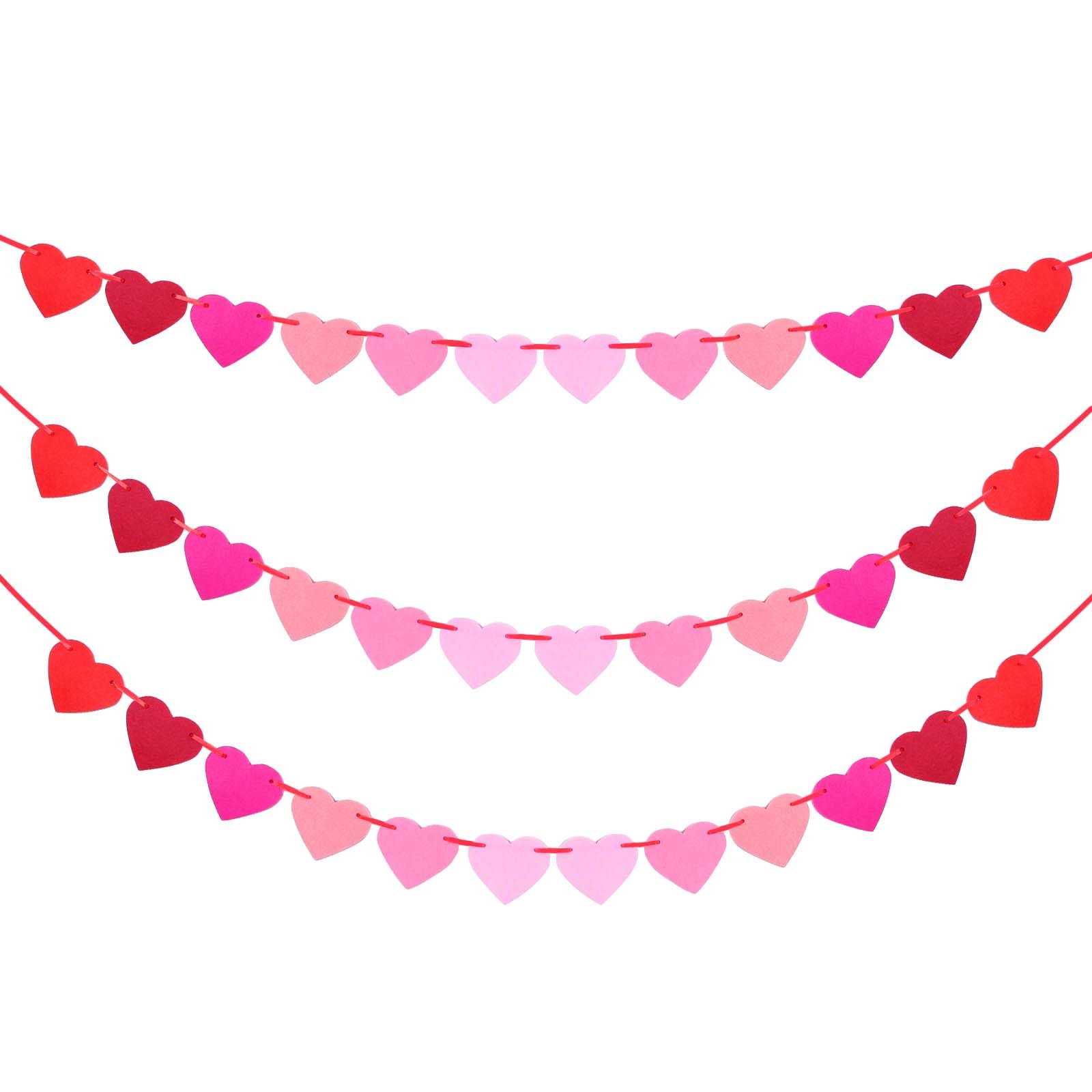 Amazon.com: 3 Packs Valentines Day Felt Heart Garland Banners ...