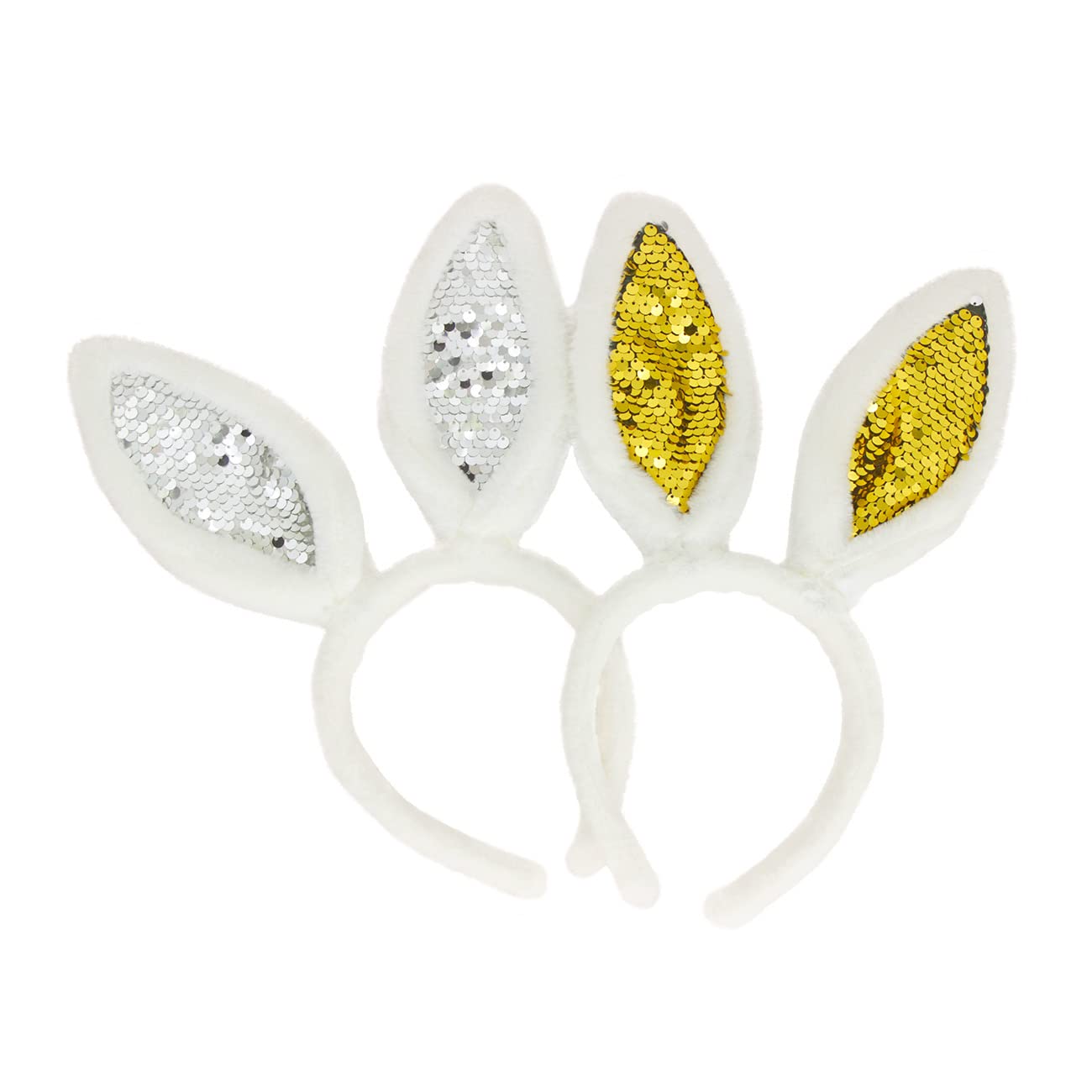 Amazon.com: Jing xin 2PCS Sequin Bunny Ears Headbands White Rabbit Ears ...