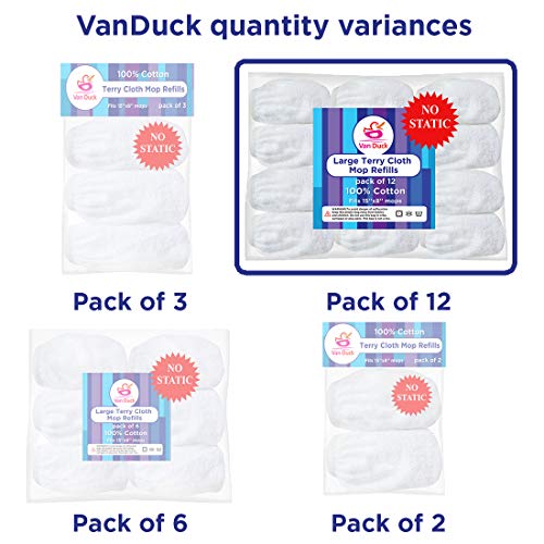 VanDuck 100% Cotton Terry Mop Pad 15x8 inch (12-Pack) - Want It All