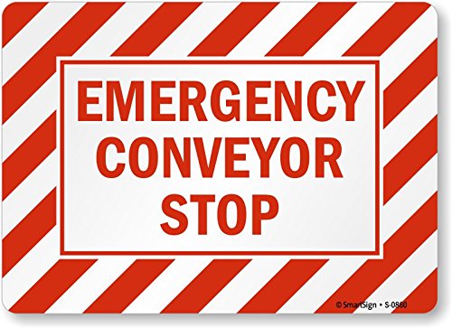 SmartSign “Emergency Conveyor Stop” Sign | 10" x 14" Plastic : Amazon ...