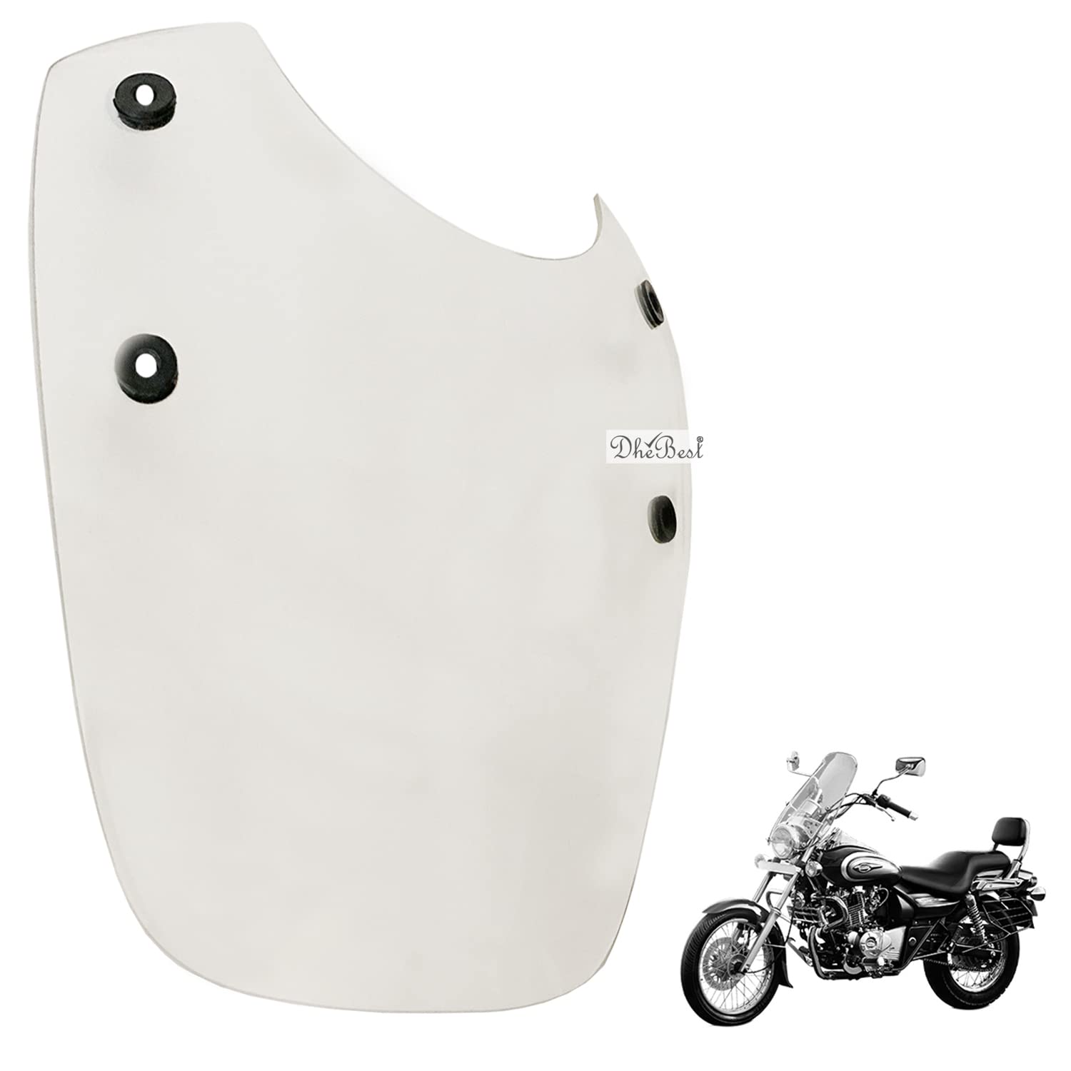 Dhe Best Bike Fiber Glass Front Windshield/Wind Shield White with ...
