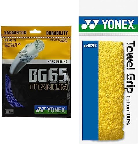 Buy Yonex BG 65 Titanium Badminton String (Blue) & Yonex AC 402 EX ...