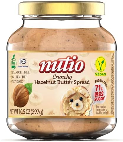 Amazon.com : Nutio Crunchy Hazelnut Butter Spread, More Hazelnut, Less ...