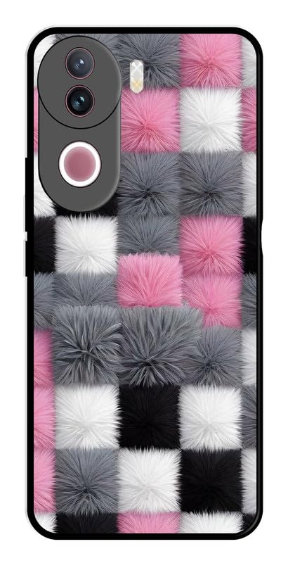 FASHIHUB Fluffy Color Blocks Design Premium 2D Metal Printed Cover ...
