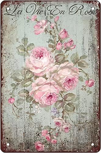 Amazon.com: Shabby Chic Romantic Rose Print Vintage Flower Metal Tin ...
