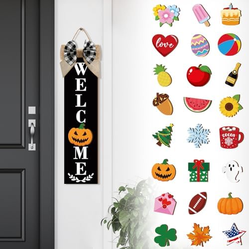 Amazon.com: Geetery 17 Pieces Interchangeable Season Sign DIY Holiday ...