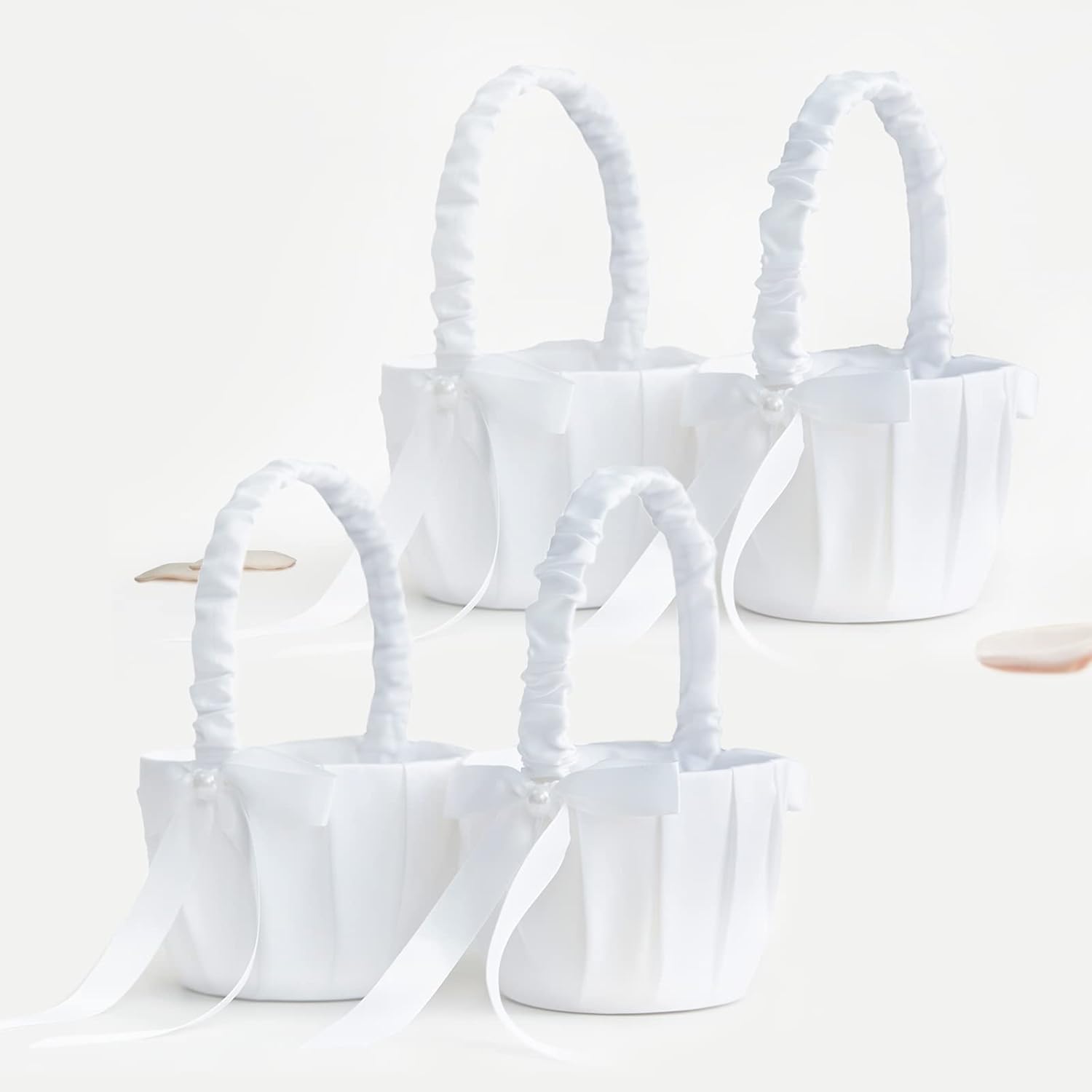 Amazon.com: ATAILOVE 4 Pack Wedding Flower Girl Baskets, Satin Bowknot ...