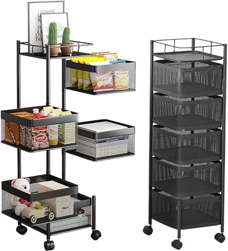 BURAKH 6 Tier Storage Rack Kitchen Rotating Vegetable Serving Trolley ...