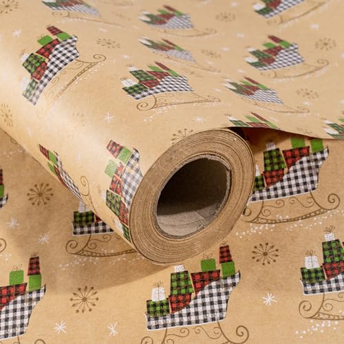 Snapklik.com : RUSPEPA Christmas Wrapping Paper, Jumbo Roll Kraft Paper
