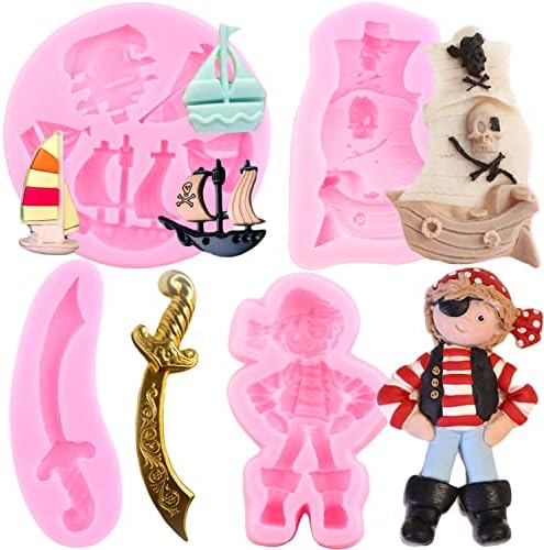 Amazon.com: QDMOLDS Pirate Silicone Molds Treasure Chest Pirate Ship ...