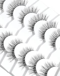 Amazon.com: Faux Mink Lashes Natural Look Fluffy 14mm Eyelashes Wispy 3D 12mm Fake Eyelashes ...