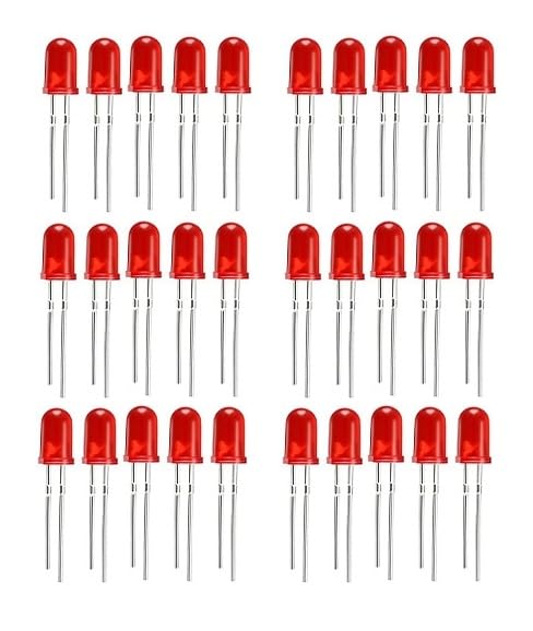AVS COMPONENTS (Pack of 50) 5MM Red LED Light Emitting Diode Highlight ...