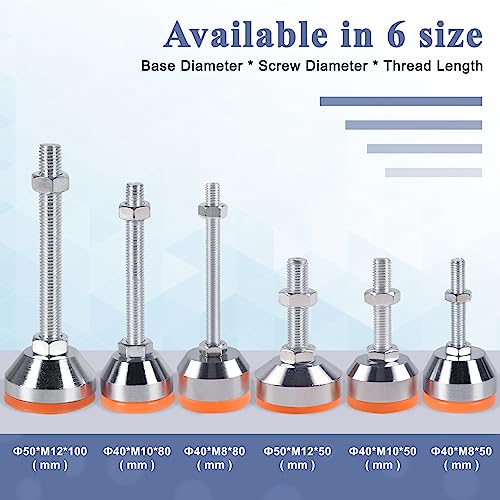 SPDYCESS 4 PCS Furniture Adjustable Feet, M10*80mm Thread Heavy Duty ...