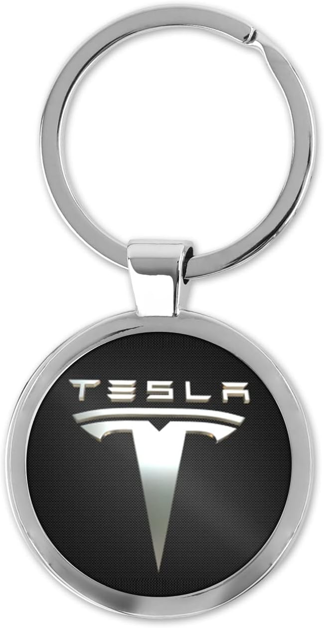Tesla Logo Round Metal Keyring with Gift Box : Amazon.co.uk: Fashion