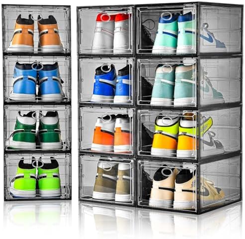 Amazon.com: Amllas 12 Pack Shoe Boxes Stackable,Upgraded Sturdy Shoe ...