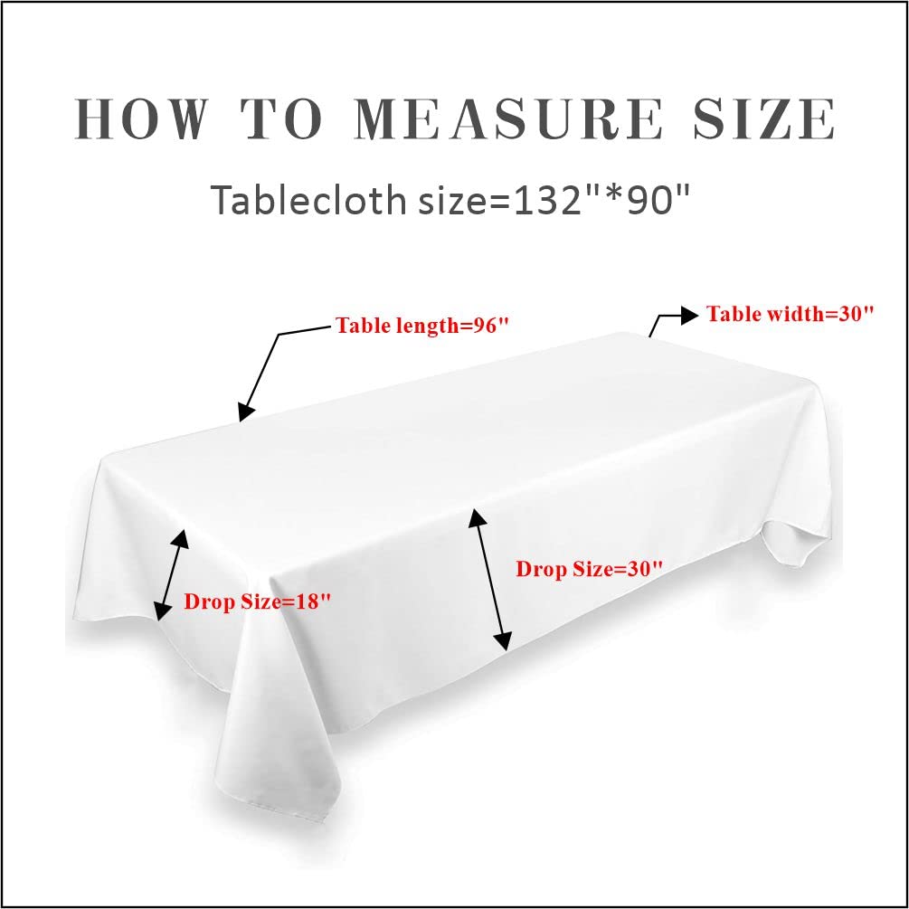 TANIASH 6 Pack White Tablecloths for Rectangle Tables 90X132 Inch ...