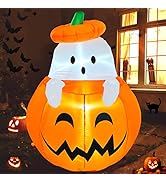 Amazon.com: Buheco Inflatable Pumpkin Ghost Halloween Decorations ...