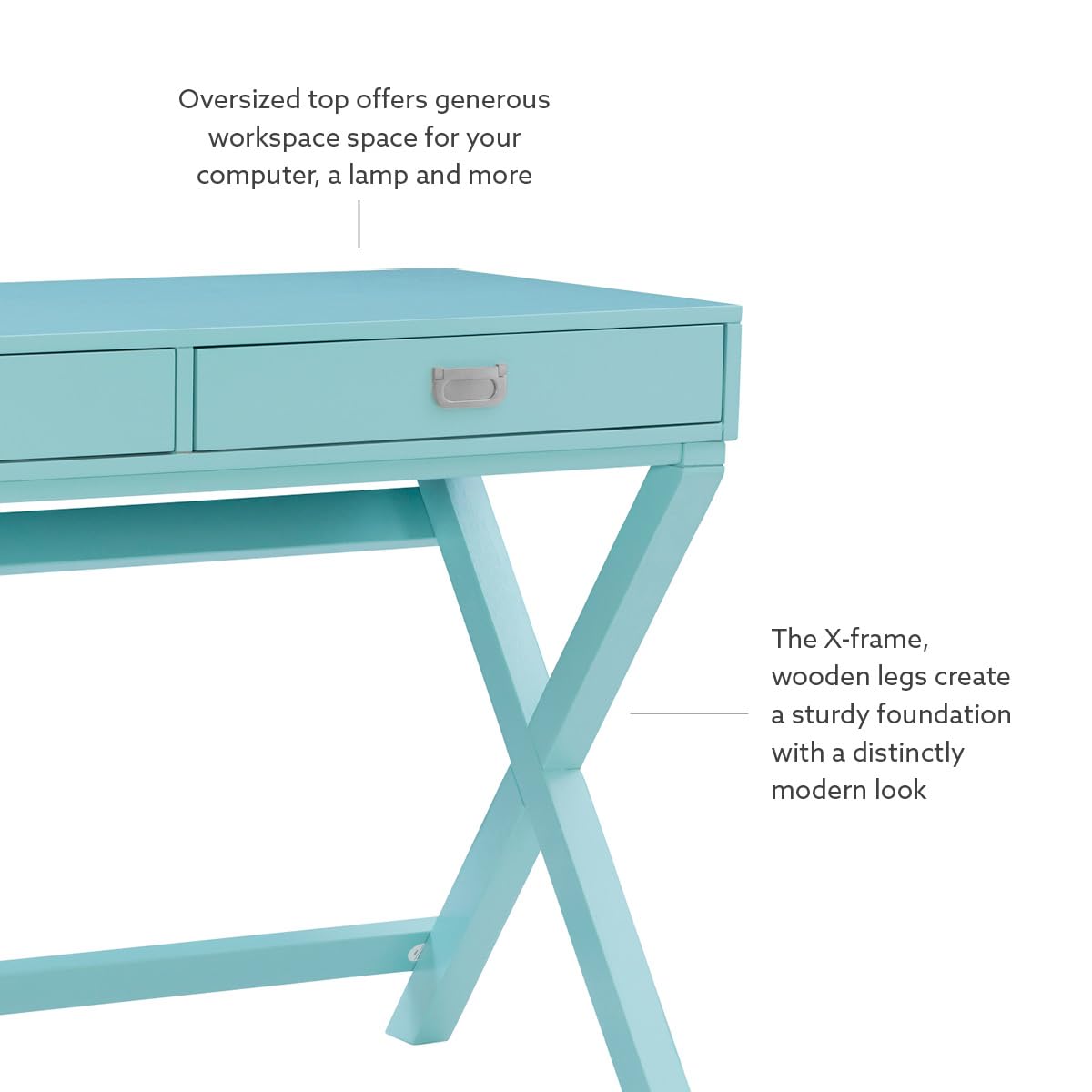 Linon Home D??cor Jaycee Blue Writing Desk, 20"D x 44"W x 30"H, Blue