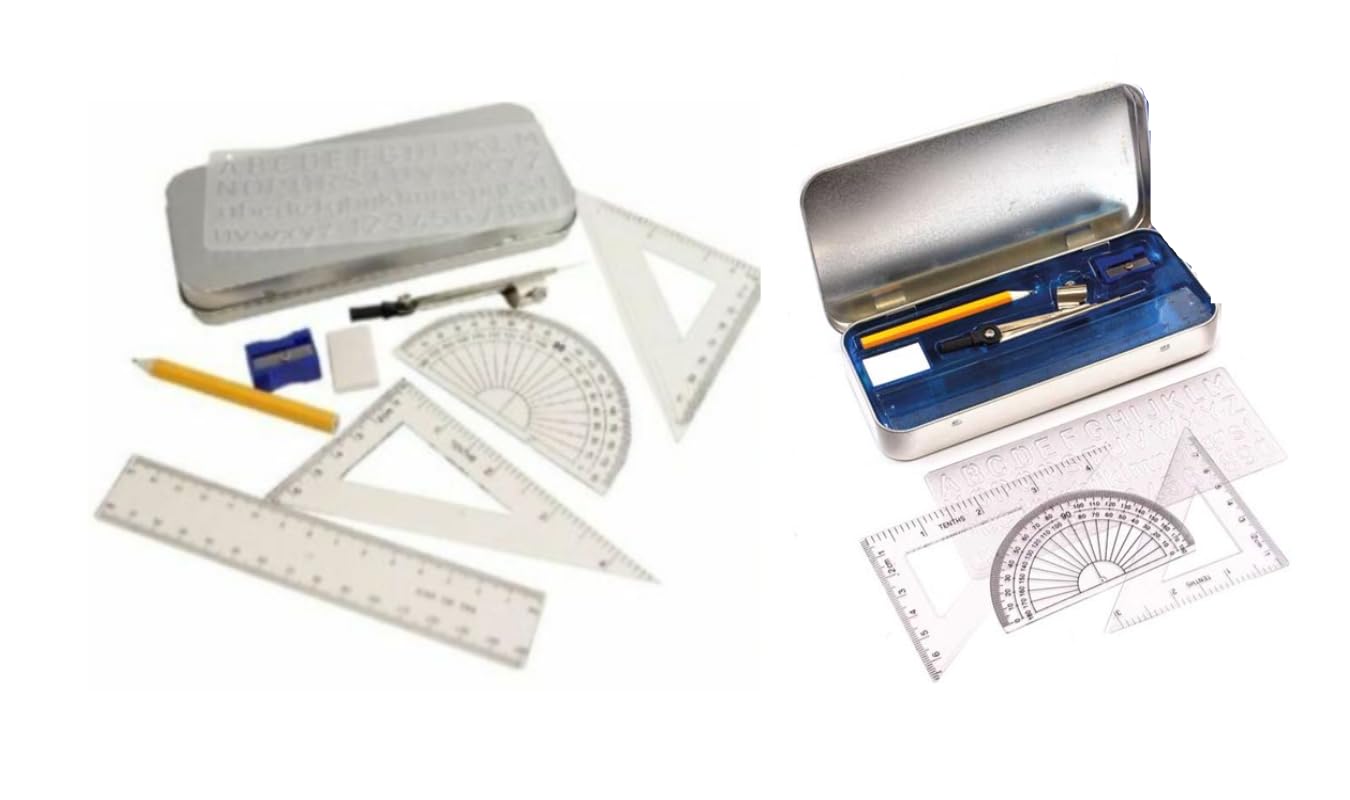 V-VAPE COMPACT MATHS GEOMETRY SET WITH COMPASS RULER PROTRACTOR SQUARE ...