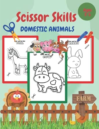 Scissor Skills Activity book For Kids Ages 3-5 Colorful Animals ...