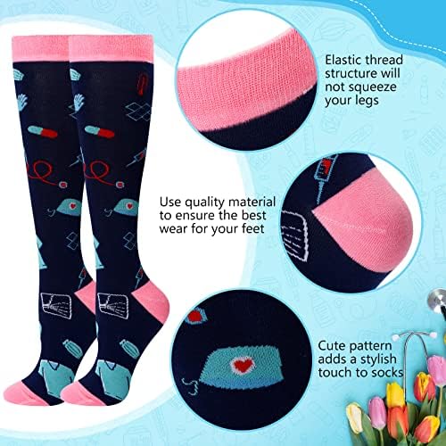 Amazon.com: 7 Pairs Women Nurse Socks Nurse Compression Sock for Women ...