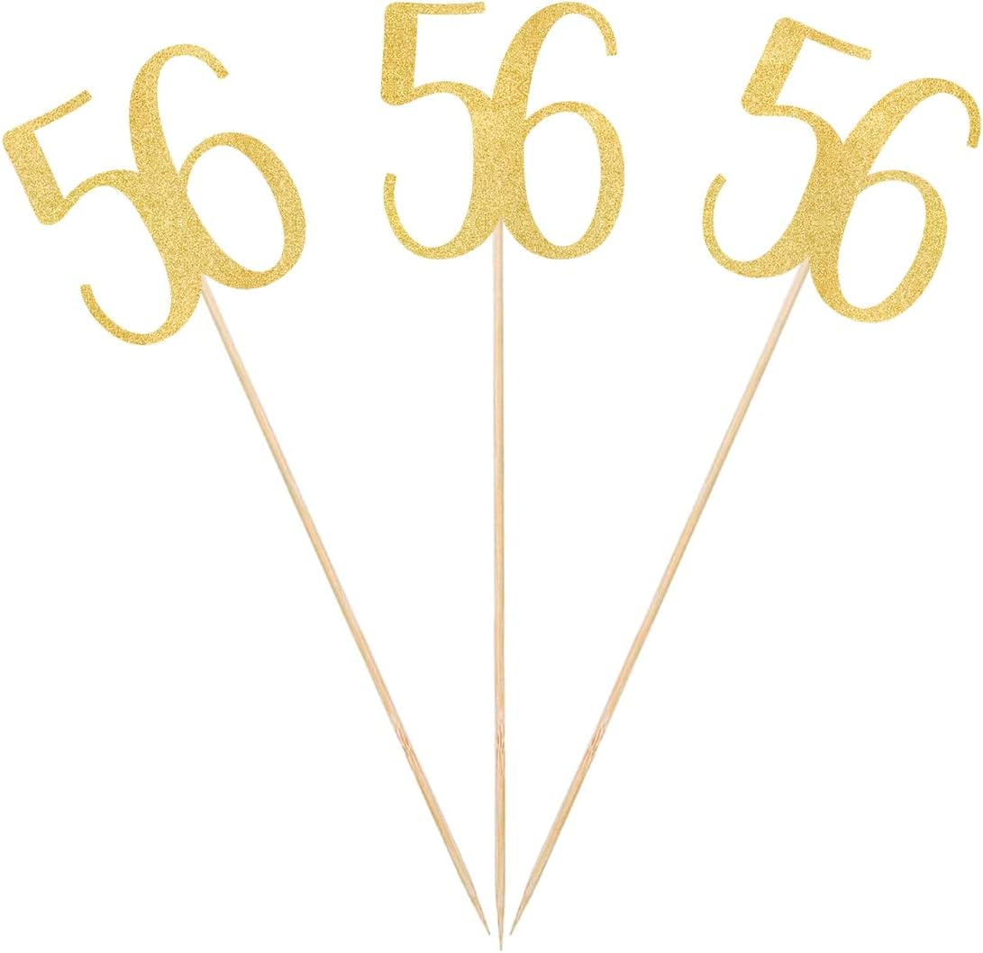 Amazon.com: Gold Glitter 56th Birthday Centerpiece Sticks, 12-Pack ...