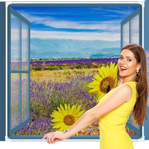 Sasylvia 2 Sets Magnetic Window Screen Adjustable DIY Kit Window Net ...