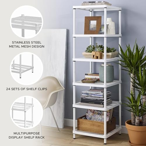 Design Ideas MeshWorks 6 Tier Narrow Metal Storage Shelving Tower for ...