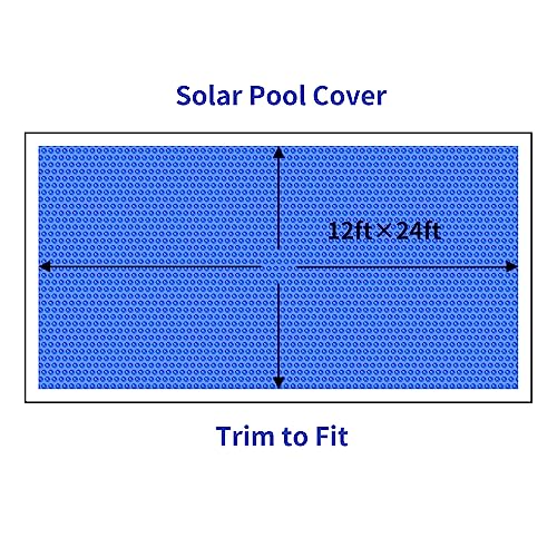 BigXwell Solar Pool Cover, Blue 16-mil 12 x 24 Foot Rectangle Solar ...