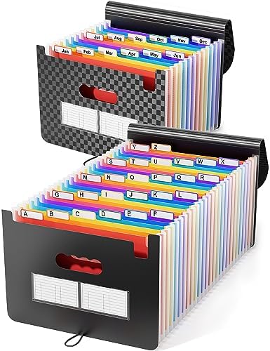Amazon.com : ABC life 26 Pockets Accordion File Organizer & 12 Pockets ...