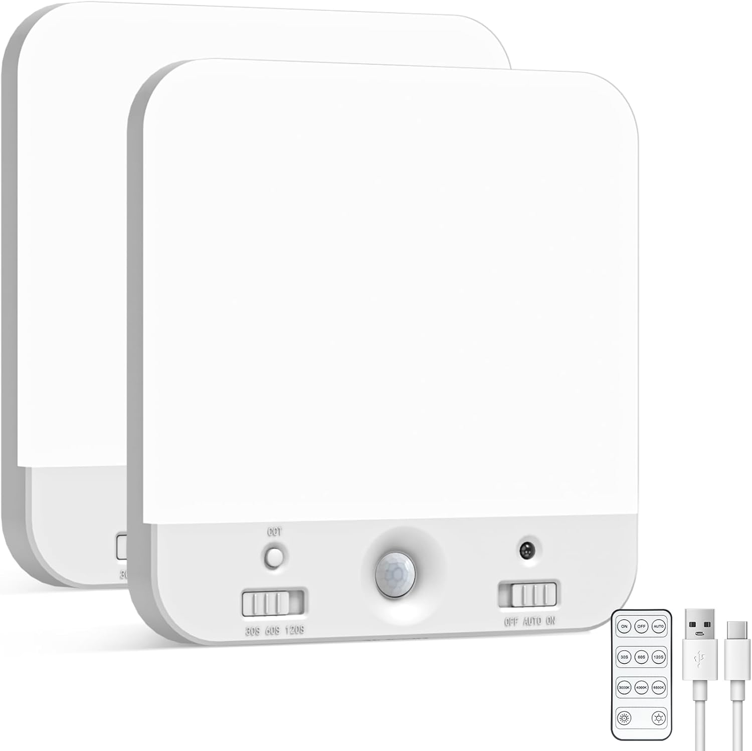 Peasur 2 Pack Rechargeable Motion Sensor Light, Cordless Battery ...
