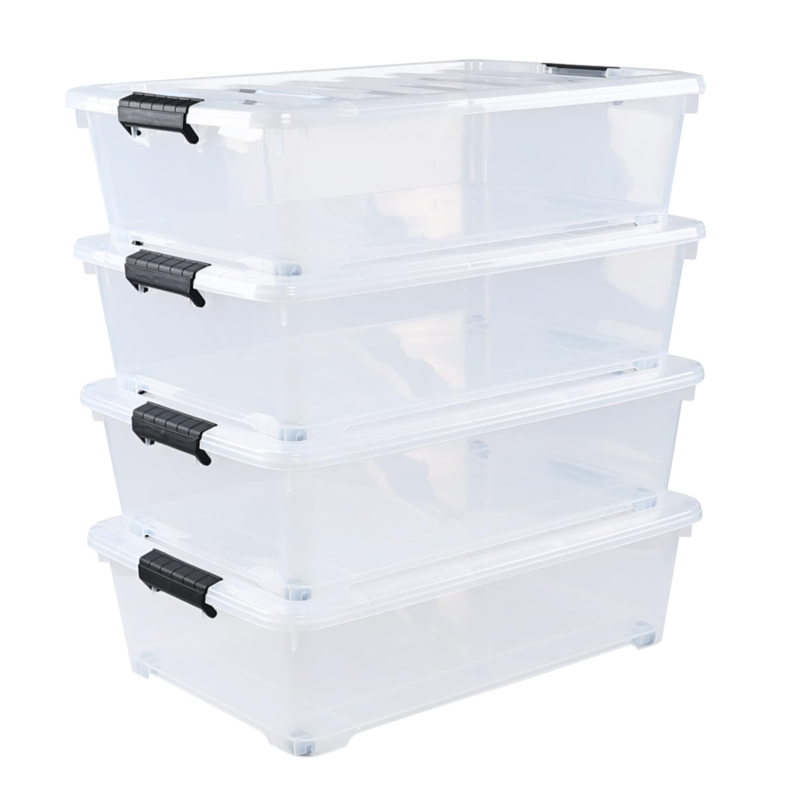 Amazon.com - Vababa 25 L Under Bed Clear Plastic Storage Bins with Lid ...