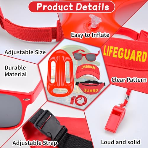 Vibbang 5Pcs Lifeguard Costume Set, Life Guard Costume Accessories Kit ...