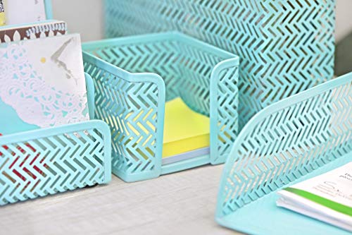Teal Aqua Desk Organizer Office Desk Set - 5 Desktop - Want It All