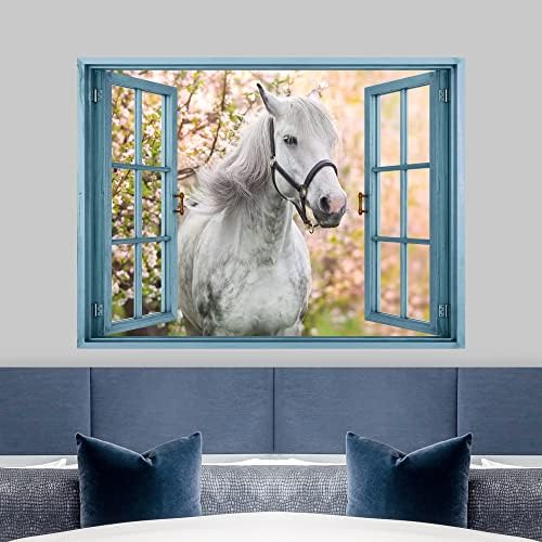 Amazon.com: SUPERDANT Colorful Farm Horse Wall Decals 3D Window View ...