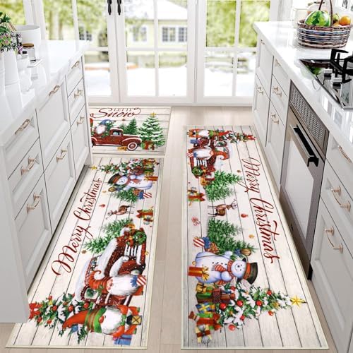 Amazon.com: SATINIOR 3 Pcs Christmas Kitchen Rugs and Mats Set Vintage ...