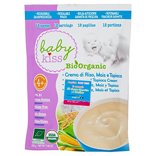 Baby Kiss Organic Baby Food, Rice, Corn And Tapioca Cream, Chemical ...